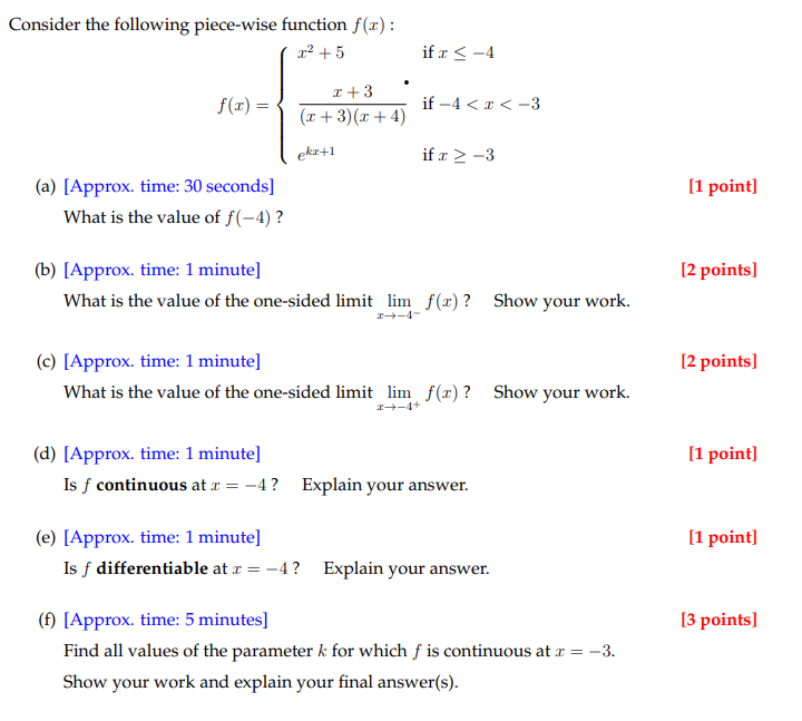 Solved Consider the following piece-wise function f(x): 22+5 | Chegg.com