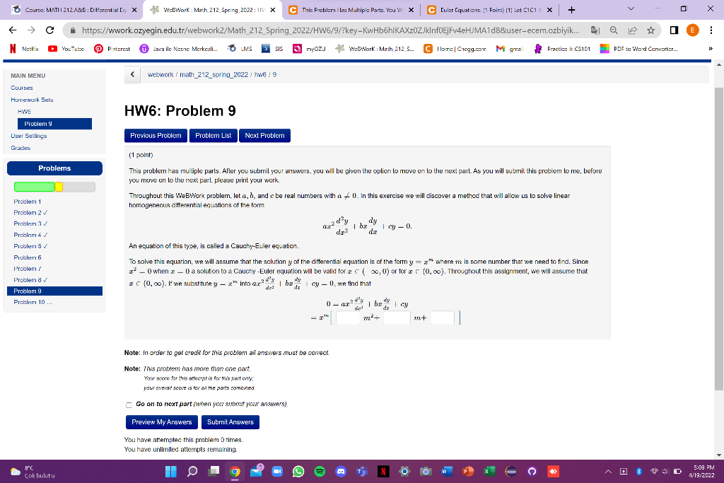 Solved Course: MATI 212.A&D : Differential cq X WebWork: | Chegg.com Solved Course: MATI 212.A&D : Differential cq X WebWork: | Chegg.com