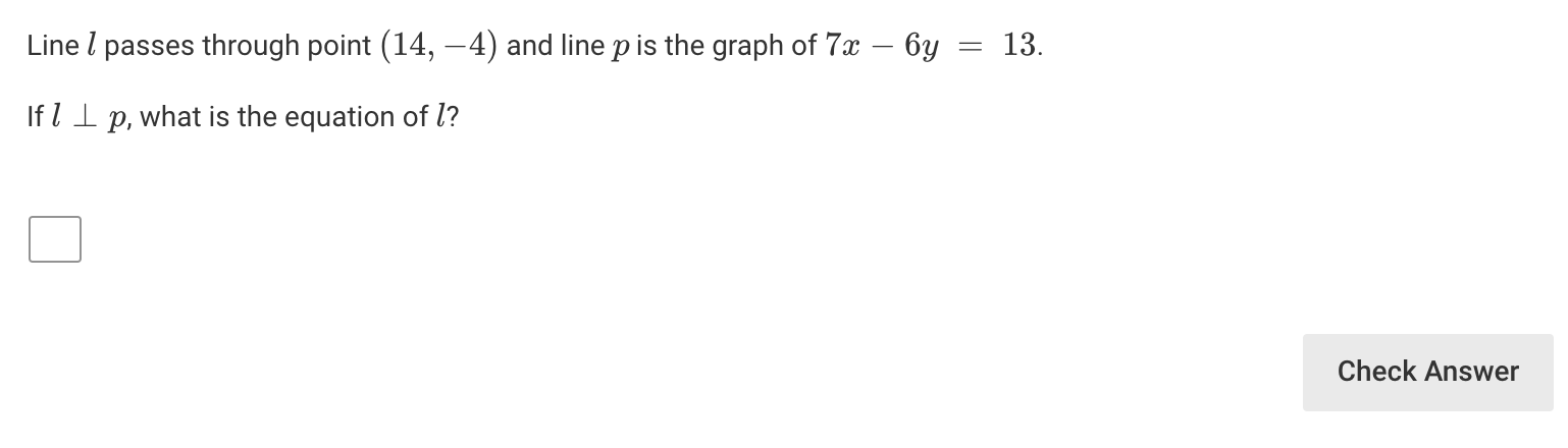 Solved Line l passes through point (14, -4) and line p is | Chegg.com