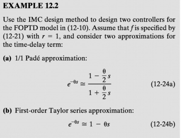 EXAMPLE 12.2 Use the IMC design method to design two | Chegg.com