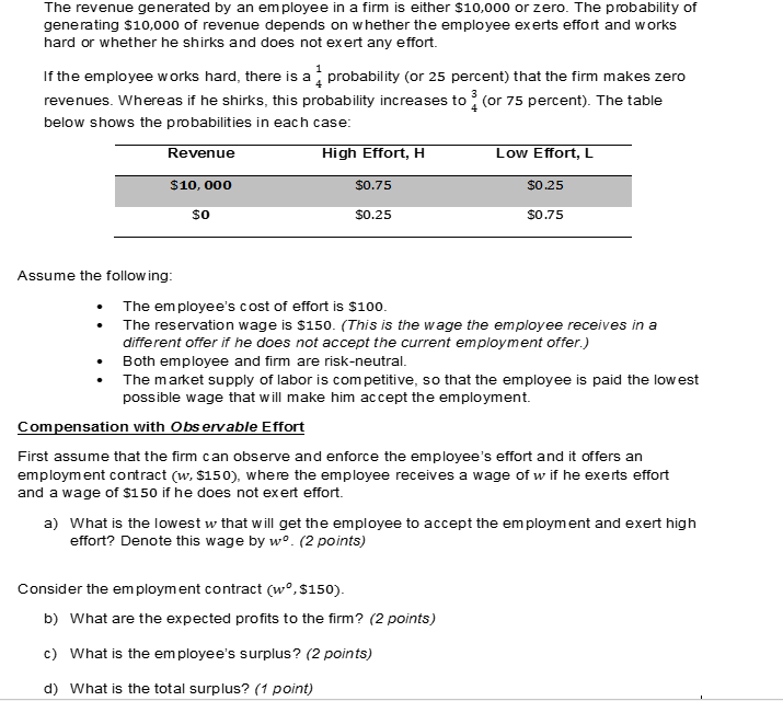 The revenue generated by an employee in a firm is | Chegg.com