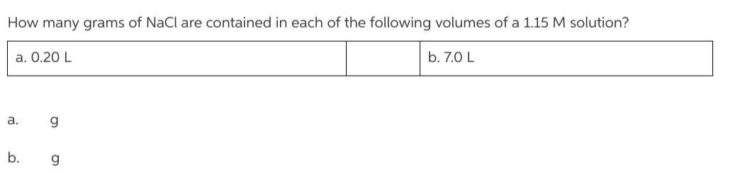 Solved How many grams of NaCl are contained in each of the | Chegg.com