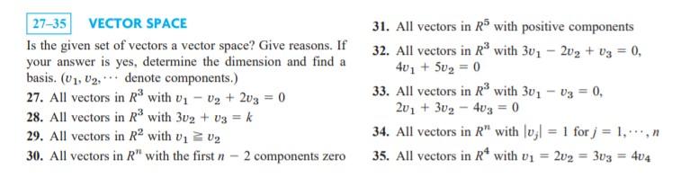 Solved 27-35 VECTOR SPACE Is the given set of vectors a | Chegg.com