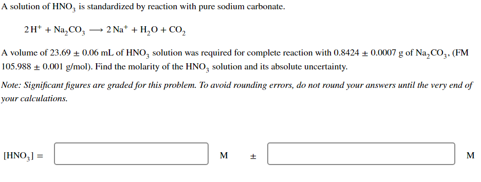 Solved A solution of HNO3 is standardized by reaction with | Chegg.com