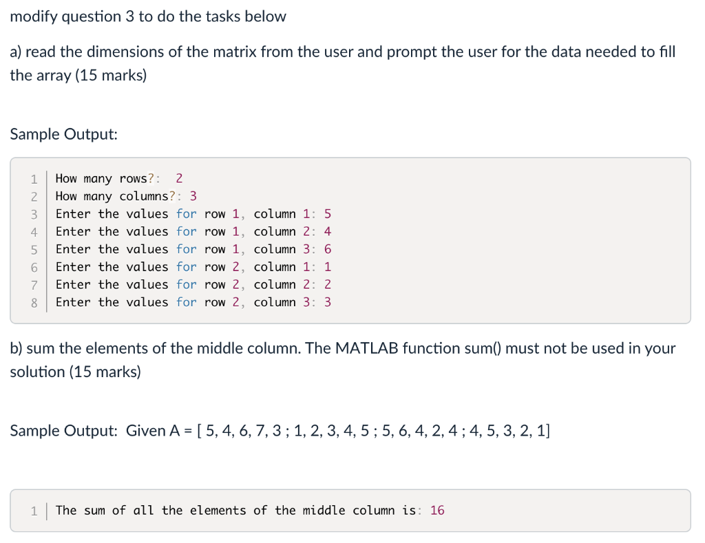 Solved modify question 3 to do the tasks below a) read the | Chegg.com