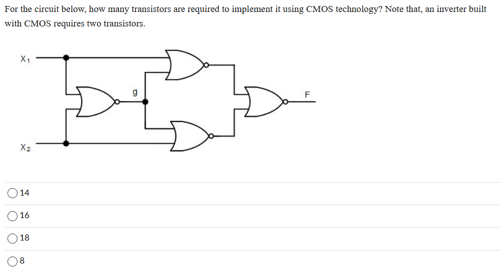Solved For the circuit below, how many transistors are | Chegg.com
