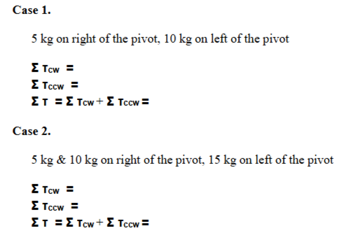 Case 1.5 kg on ﻿right of ﻿the pivot, 10 kg on ﻿left | Chegg.com