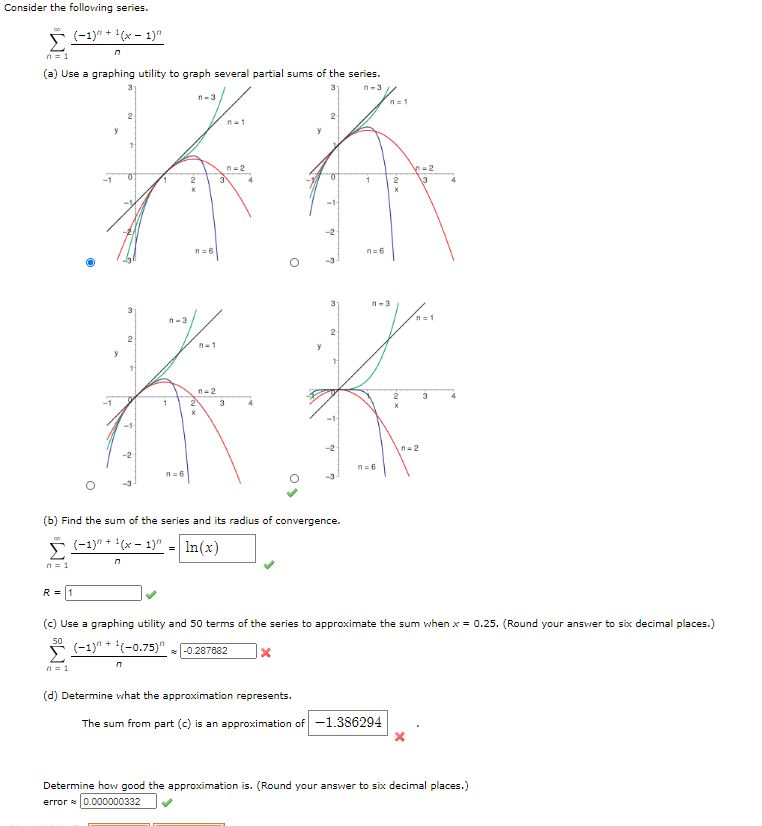 Solved Consider the following series. Σ (-1)"+1(x - 1)" n=1 | Chegg.com