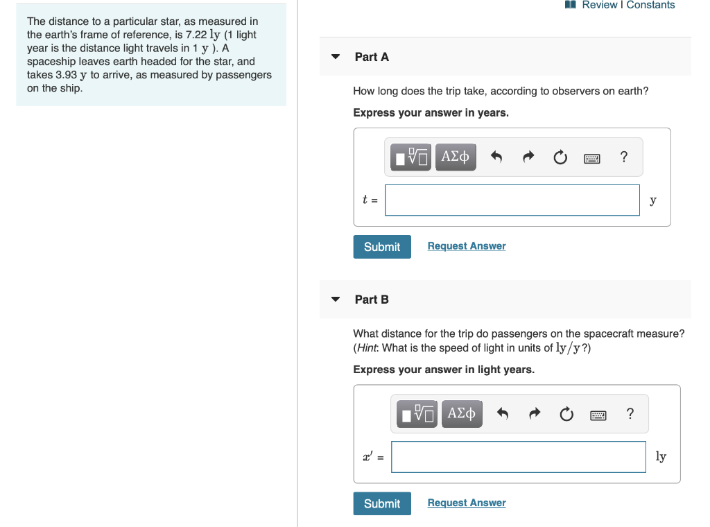 Solved Review Constants The distance to a particular star, | Chegg.com