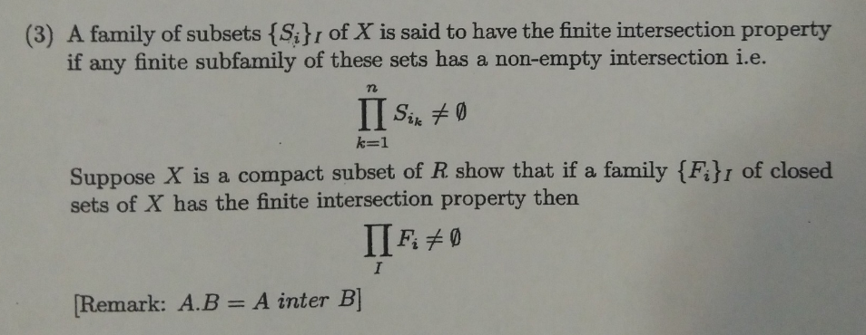 Solved (3) A family of subsets (Siłr of X is said to have | Chegg.com