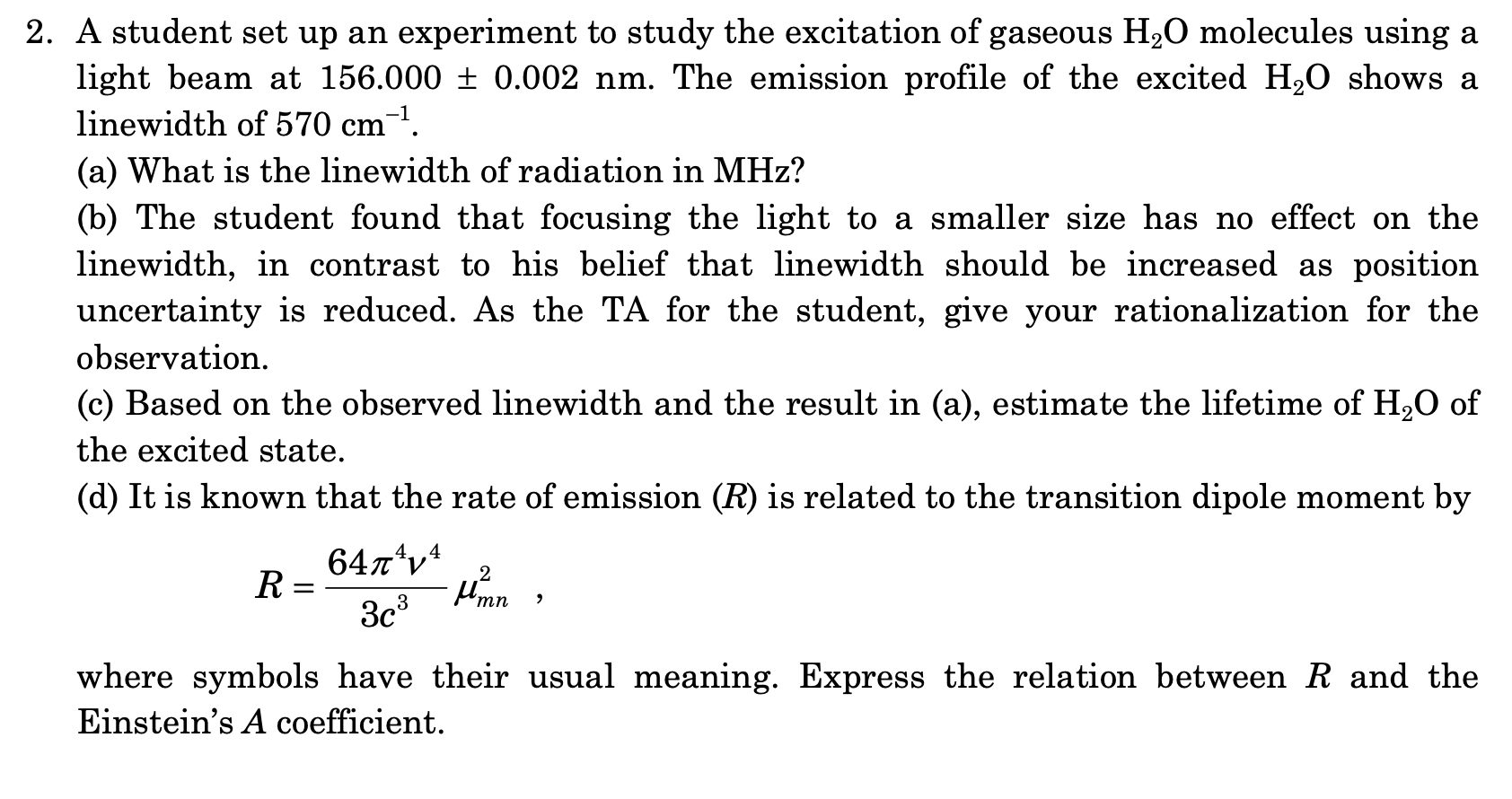 2. A student set up an experiment to study the | Chegg.com