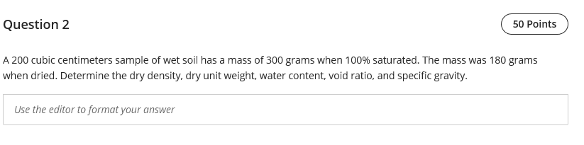 Solved Question 2 50 Points A 200 cubic centimeters sample | Chegg.com