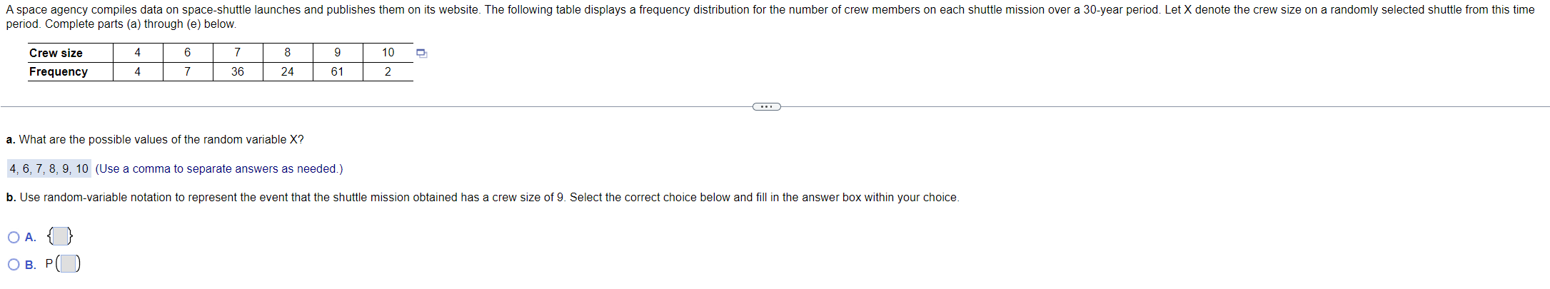 Solved a. What are the possible values of the random | Chegg.com