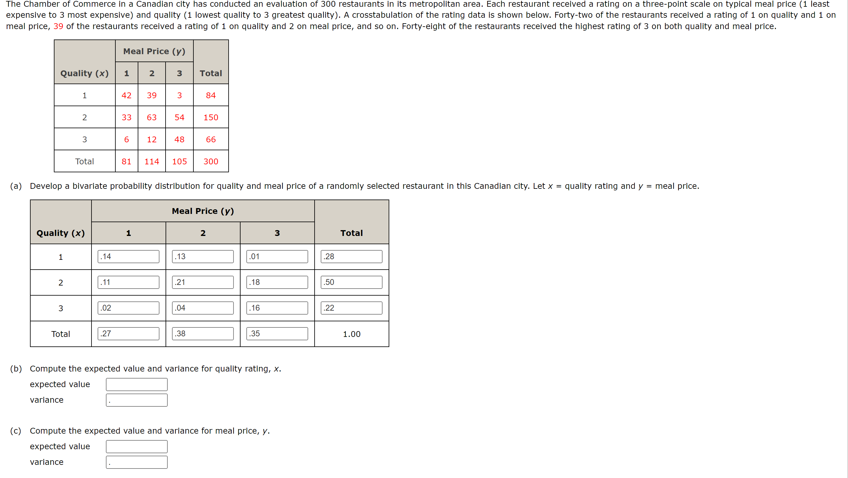 Solved (a) Develop a bivariate probability distribution for | Chegg.com