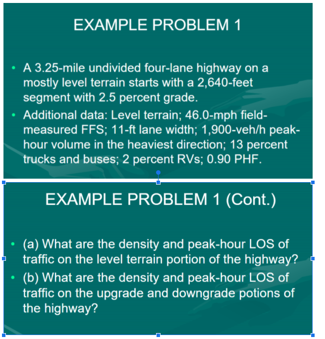 Solved EXAMPLE PROBLEM 1 A 3.25-mile undivided four-lane | Chegg.com