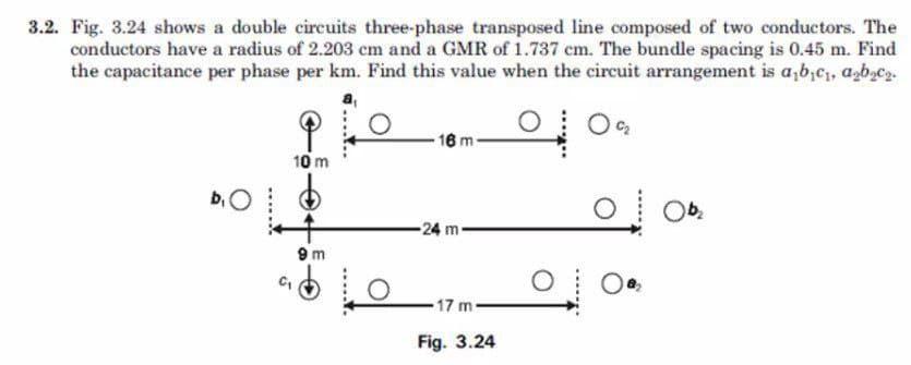 Solved 3.2. Fig. 3.24 shows a double circuits three-phase | Chegg.com