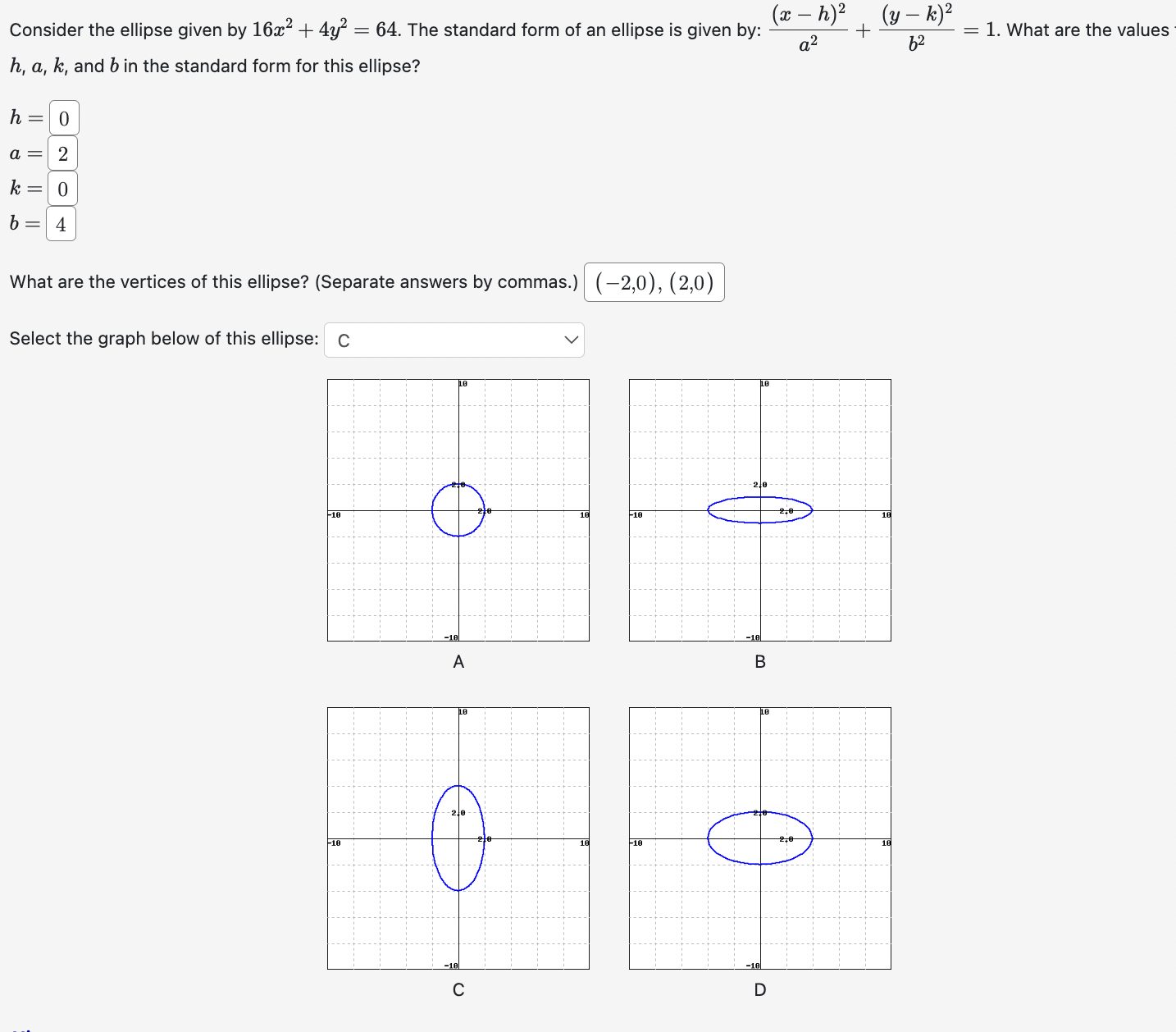 Solved Consider the ellipse given by 16x2+4y2=64. ﻿The | Chegg.com