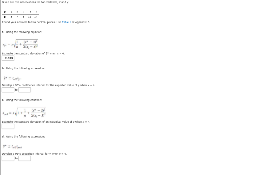 Solved Given are five observations for two variables, x and | Chegg.com