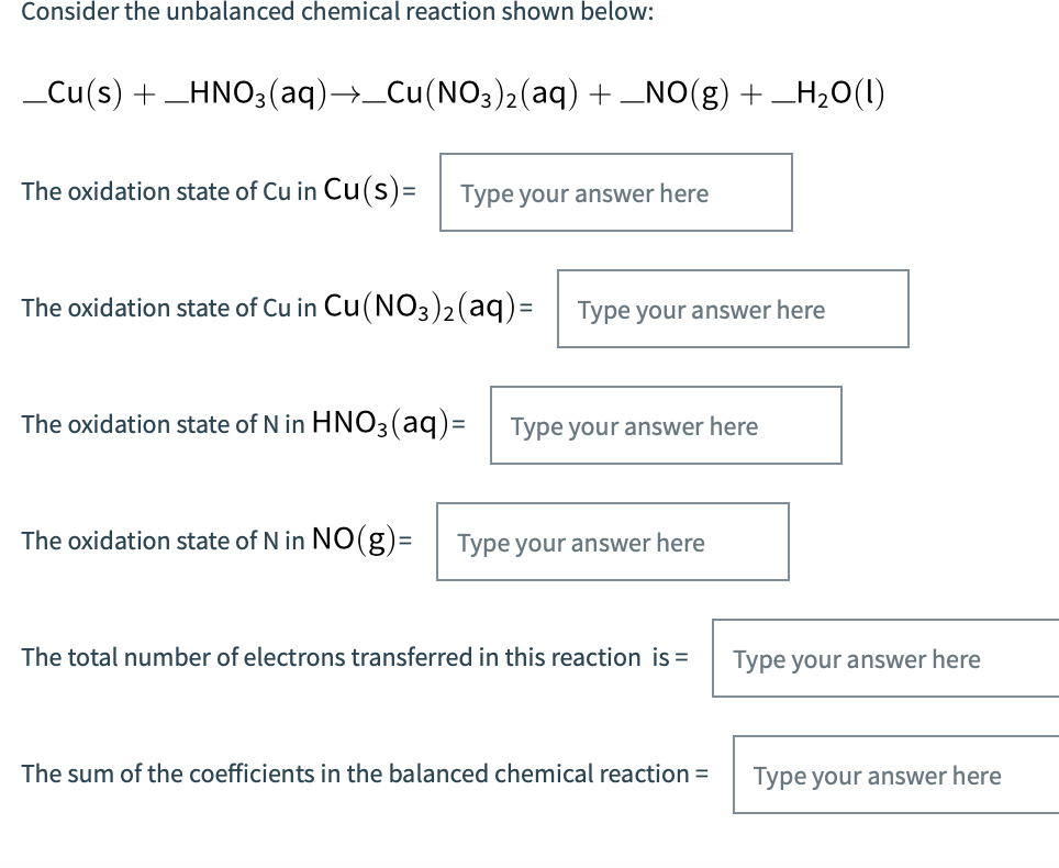 Solved Consider the unbalanced chemical reaction shown | Chegg.com