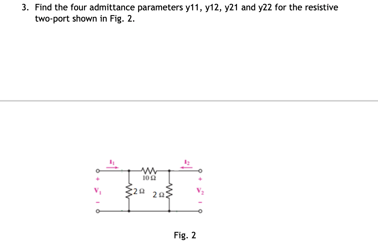 Solved 3. Find the four admittance parameters y11, y12, y21 | Chegg.com
