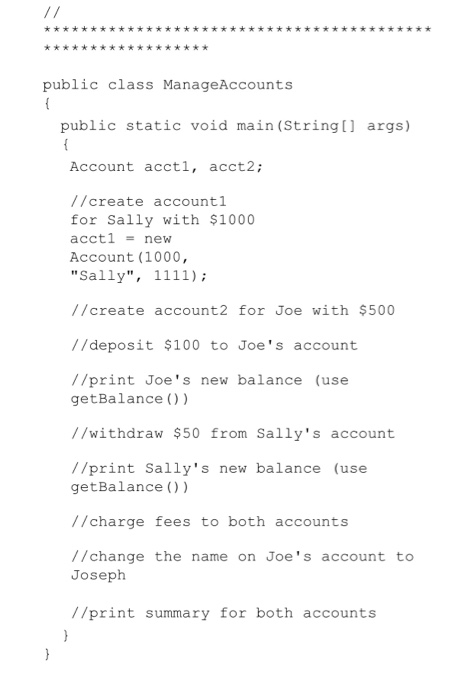 Solved A Bank Account Class File Account Java Contains A