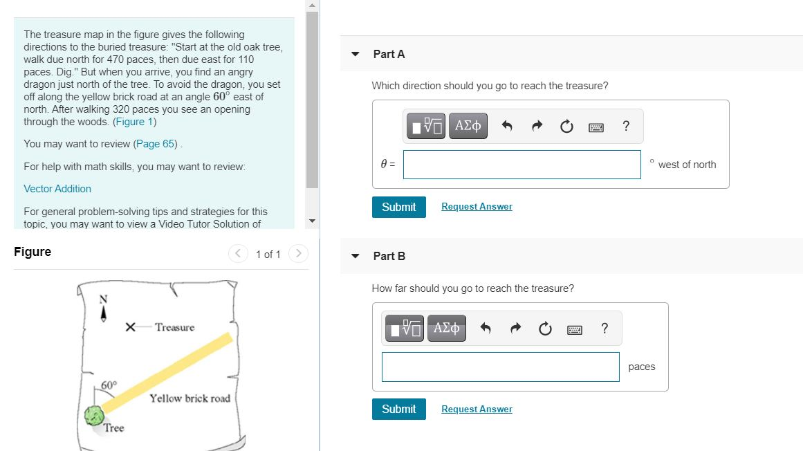 Solved Part A The treasure map in the figure gives the | Chegg.com