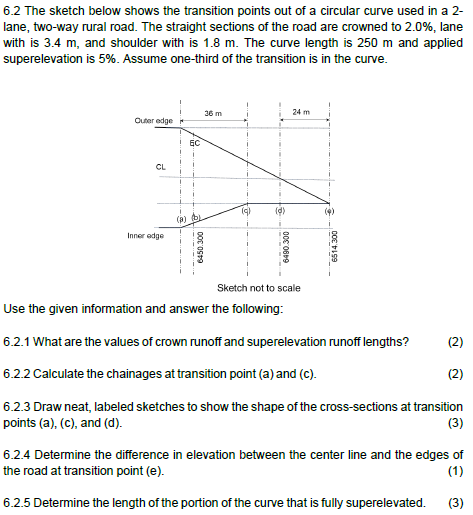 Solved 6.2 The sketch below shows the transition points out | Chegg.com