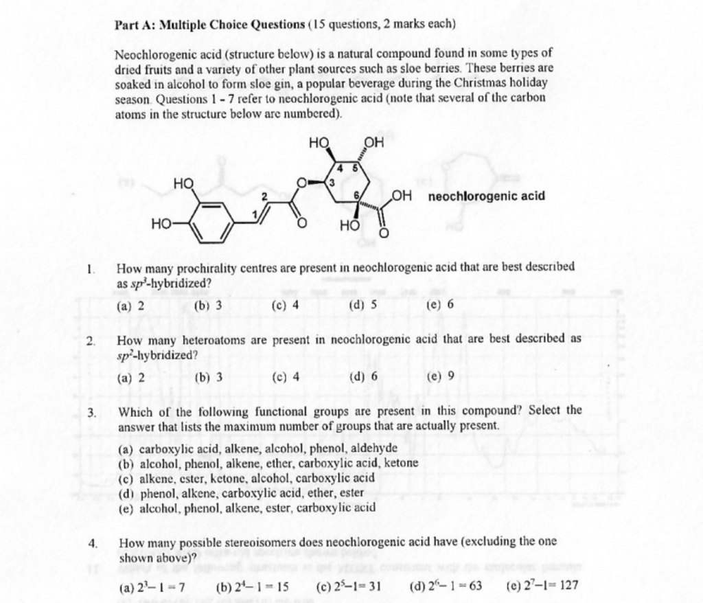 Solved Part A: Multiple Choice Questions (15 questions, 2 | Chegg.com