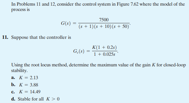 Solved In Problems 11 and 12, consider the control system in | Chegg.com