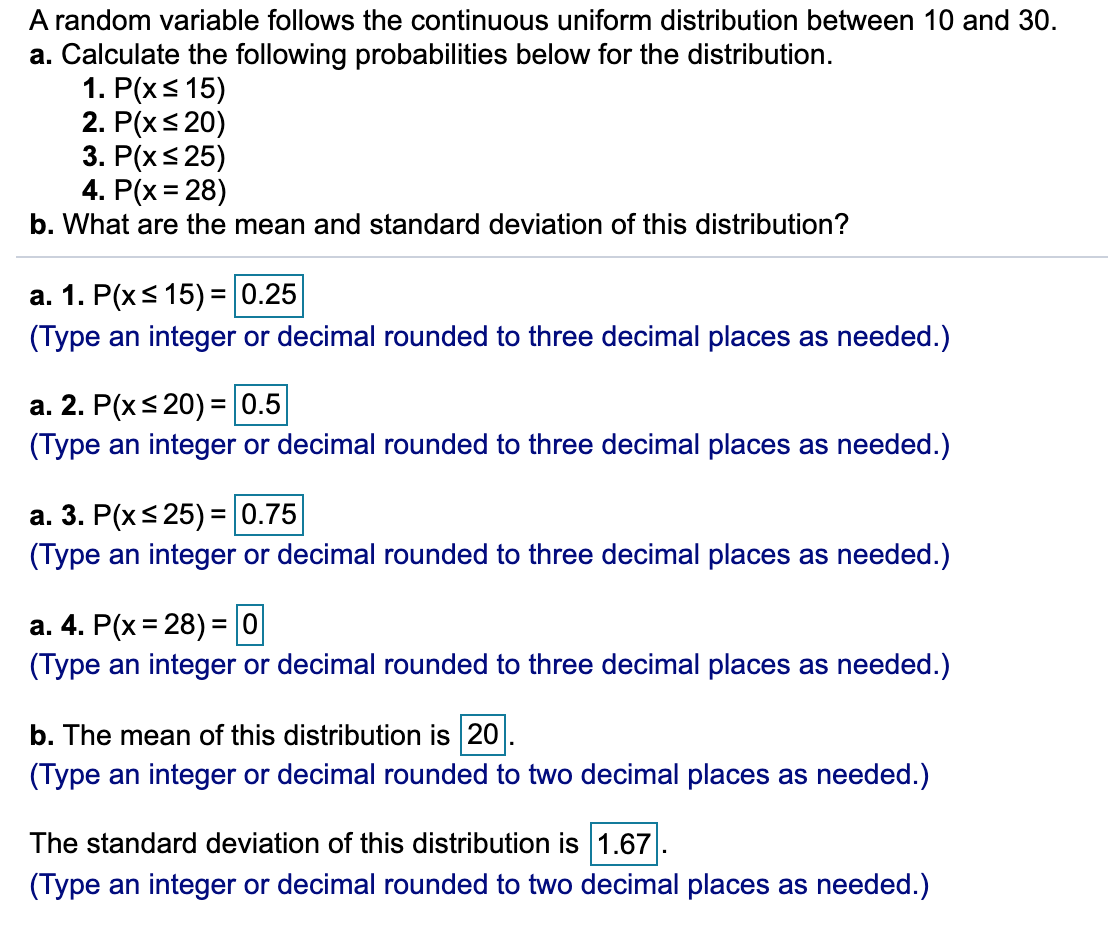 Solved A random variable follows the continuous uniform | Chegg.com
