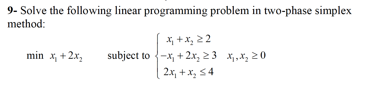 Solved 9- Solve the following linear programming problem in | Chegg.com