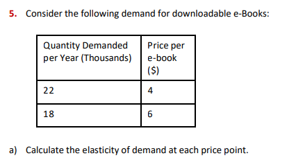 Solved 5. Consider the following demand for downloadable | Chegg.com