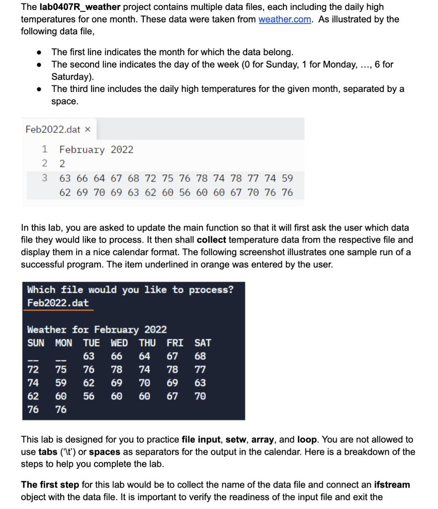 Solved The lab0407R_weather project contains multiple data | Chegg.com