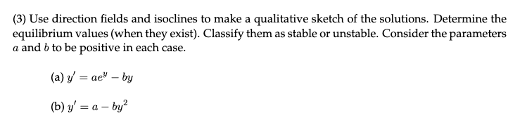 Solved (3) Use direction fields and isoclines to make a | Chegg.com