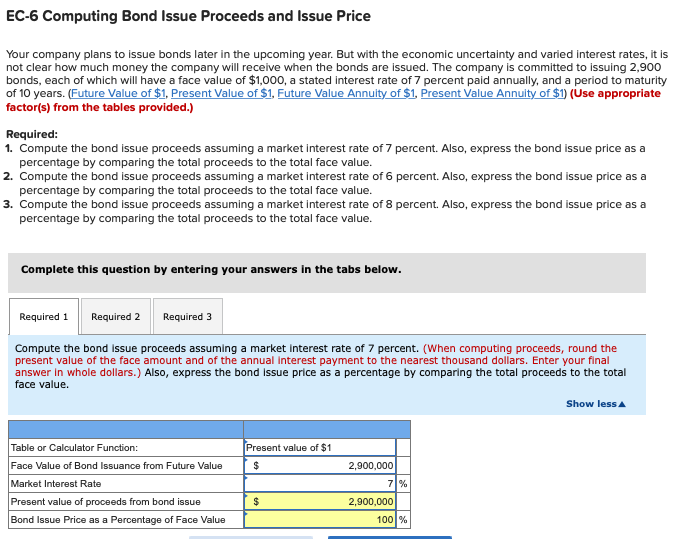 Solved EC-6 Computing Bond Issue Proceeds and Issue Price | Chegg.com