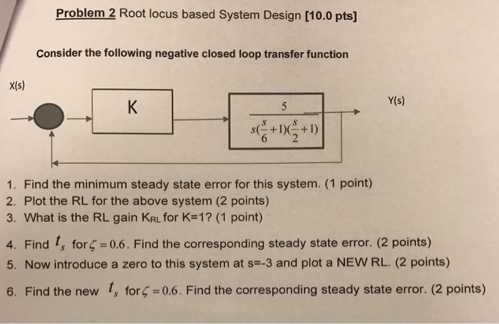 Solved Root locus based System Design Consider the | Chegg.com