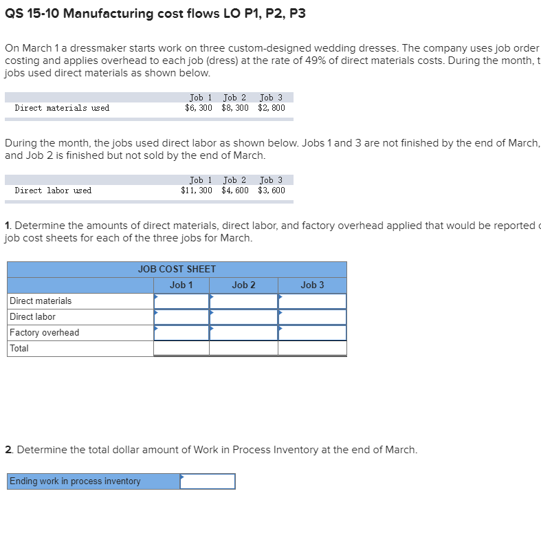 Solved QS 15-10 Manufacturing cost flows LO P1, P2, P3 On | Chegg.com