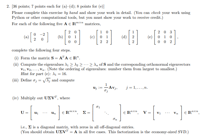Solved [36 points; 7 points each for (a)-(d); 8 points for | Chegg.com