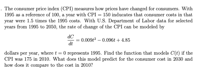 Solved . The consumer price index (CPI) measures how prices | Chegg.com