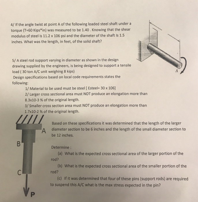 Solved If the angle twist at point A of the following loaded | Chegg.com