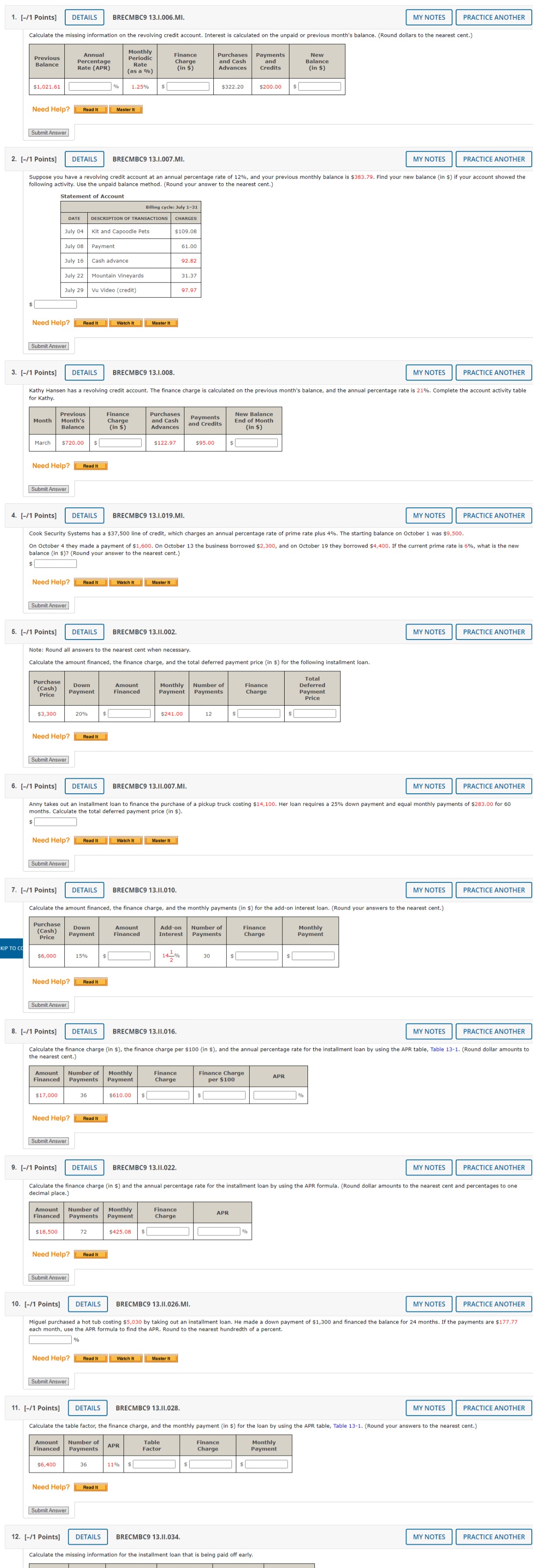 Solved 2. [-/1 Points] BRECMBC9 13.I.007.MI. following | Chegg.com