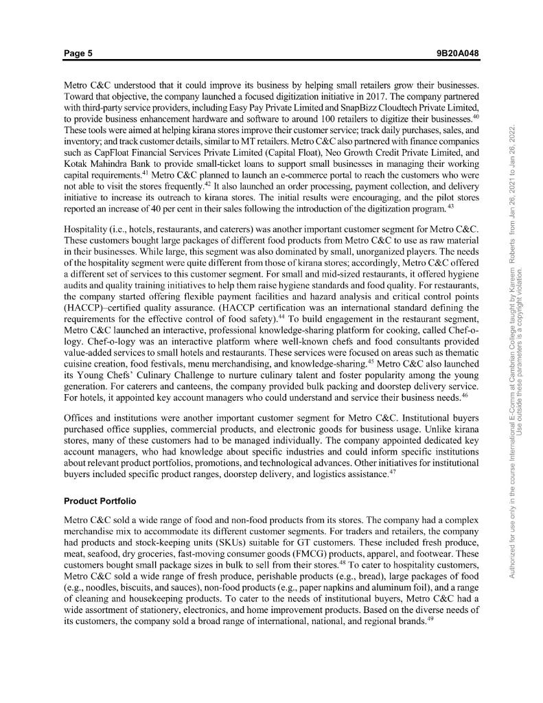 Solved What key challenges is Metro C&C facing from | Chegg.com