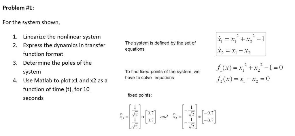 Solved Problem #1: For the system shown Linearize the | Chegg.com