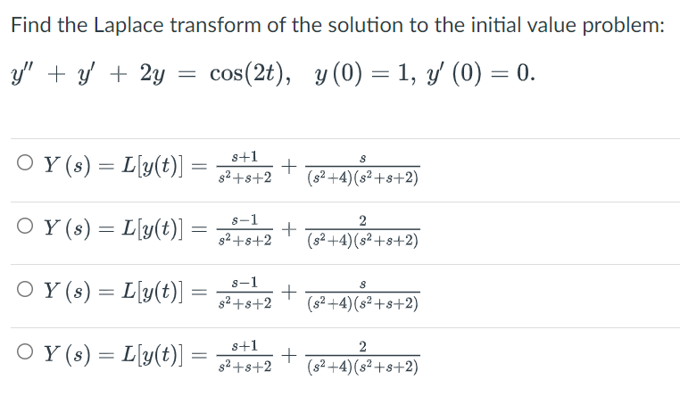Solved Find the Laplace transform of the solution to the | Chegg.com