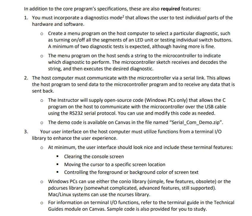 Solved Software At minimum, the core program should support | Chegg.com