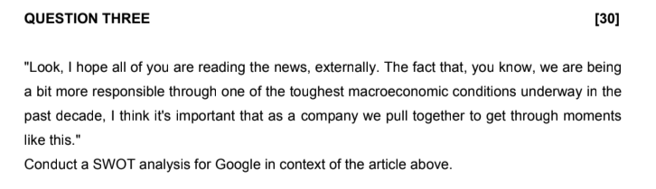 Solved QUESTION THREE [30] "Look, I hope all of you are | Chegg.com