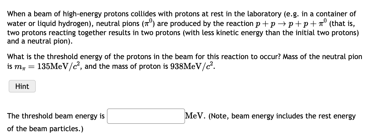 Solved When a beam of high-energy protons collides with | Chegg.com