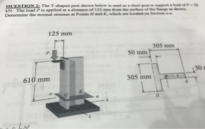 Solved The T-shaped post shown below is used as a short post | Chegg.com