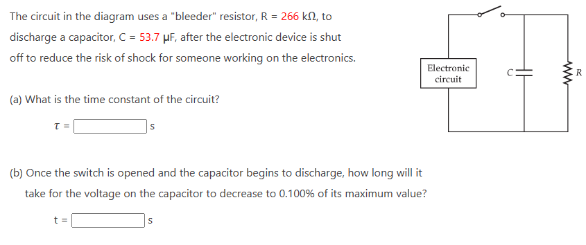 Solved The circuit in the diagram uses a "bleeder" resistor, | Chegg.com