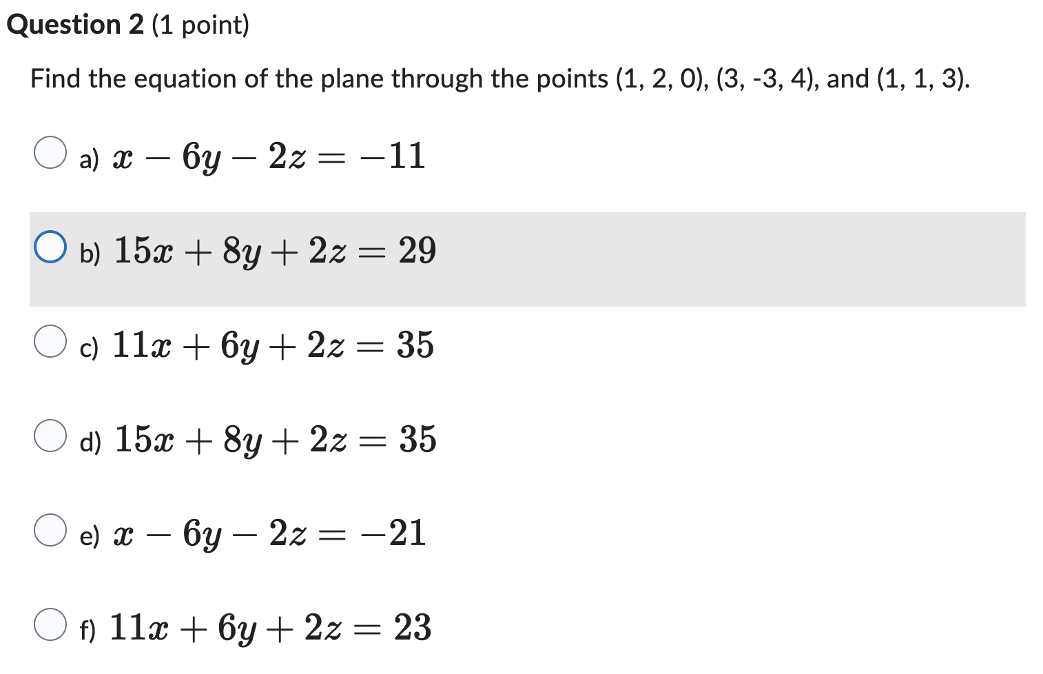 Solved Find the equation of the plane through the points (1, | Chegg.com